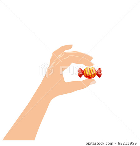Hand hold candy wrapper dessert sweetness.... - Stock Illustration ...