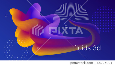 Blue Flow 3d Liquid Shapes. Vector Modern Design. -插圖素材 [68223094 ...