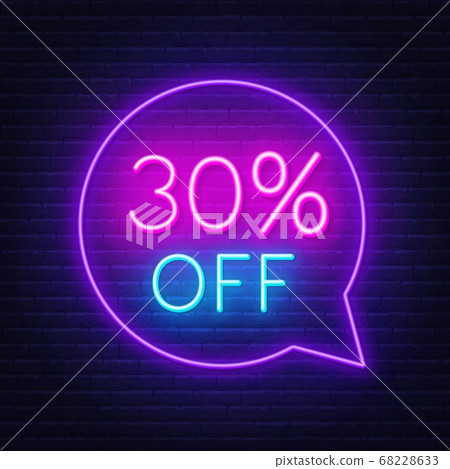 30 percent off neon sign on a dark background. - Stock Illustration ...