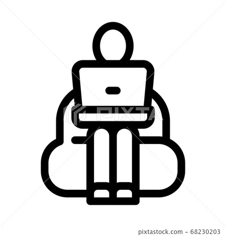employee working with laptop icon vector... - Stock Illustration ...