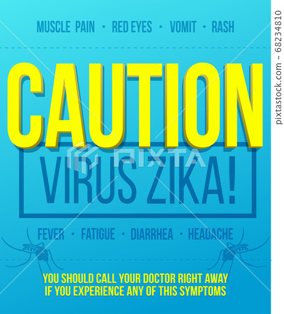 Zika Virus poster concept. Warning caution Zika... - Stock Illustration ...