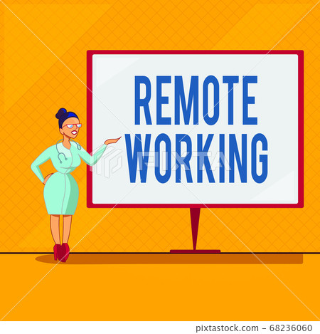 Handwriting text Remote Working. Concept meaning - Stock Illustration ...