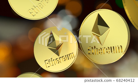 ethereum coins in black background for business - Stock Illustration ...