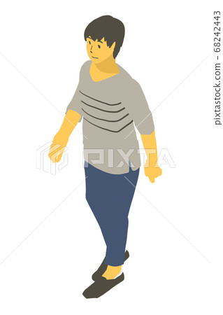 Vector illustration of a neutral person walking... - Stock Illustration ...