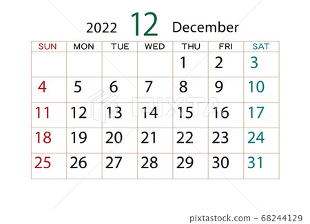 2022年12月日曆-插圖素材 [68244129] - PIXTA圖庫