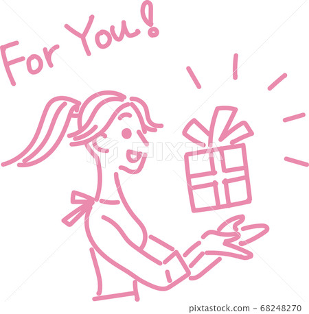 Illustration of a woman handed a present in a... - Stock Illustration ...