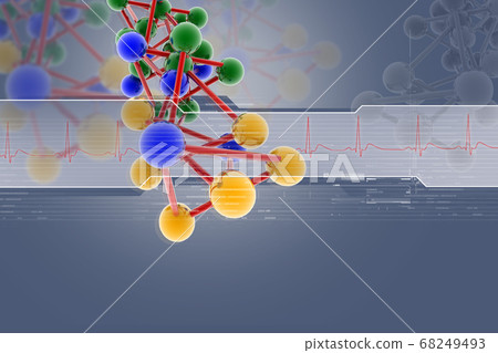 3d Model of a molecule from color spheres and rod - Stock Illustration ...
