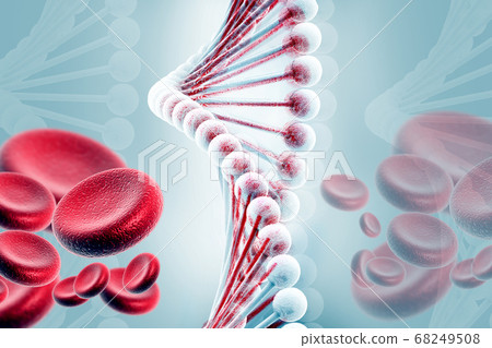 DNA with blood cells - Stock Illustration [68249508] - PIXTA