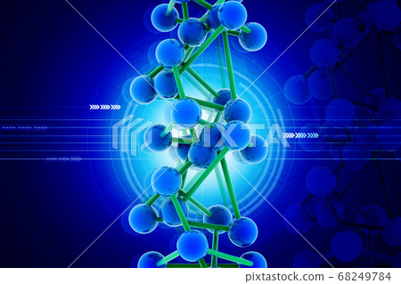 3d Model of a molecule from color spheres and rod - Stock Illustration ...