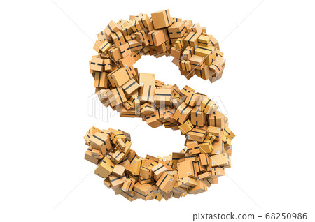 Letter S from cardboard boxes. 3D rendering - Stock Illustration ...