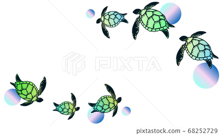 Frame illustration with sea turtle and circular... - Stock Illustration ...