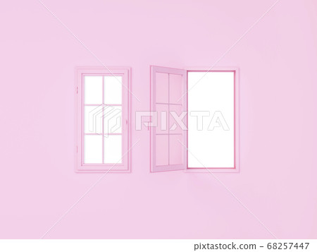 Pink windows with open and close in pink room... - Stock Illustration ...