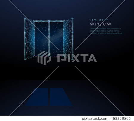Abstract open window to universe. Low poly... - Stock Illustration ...