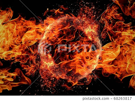 Abstract fire circle illuminating the darkness - Stock Illustration ...