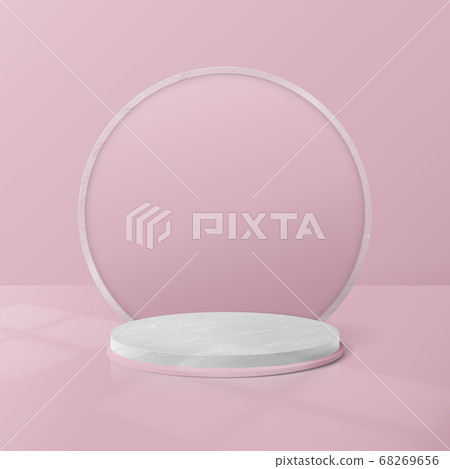 White and Pink Marble Circle Podium Display.... - Stock Illustration ...