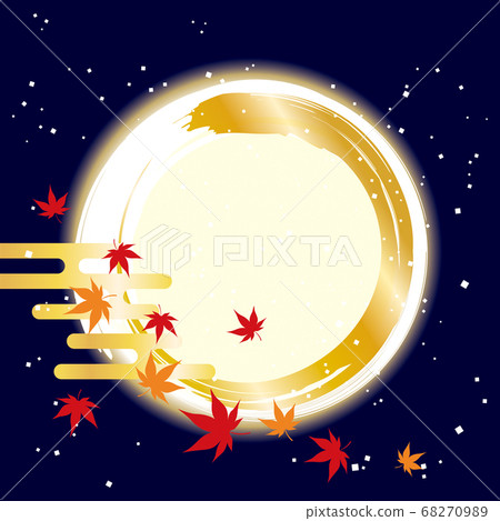 Japanese style background with full moon and... - Stock Illustration ...