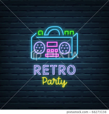 retro party neon sign - Stock Illustration [68273138] - PIXTA