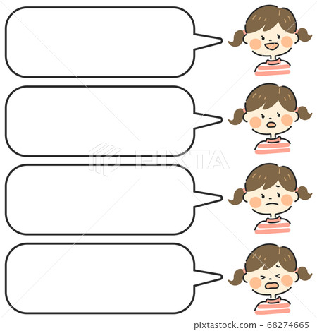 Girl facial expression speech bubble set 2 - Stock Illustration ...
