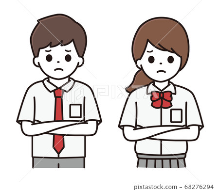Male student Female student Arms folded... - Stock Illustration ...