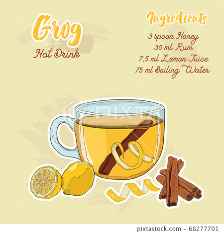 Hand Drawn Colorful Grog Hot Drink Ingredients... - Stock Illustration ...