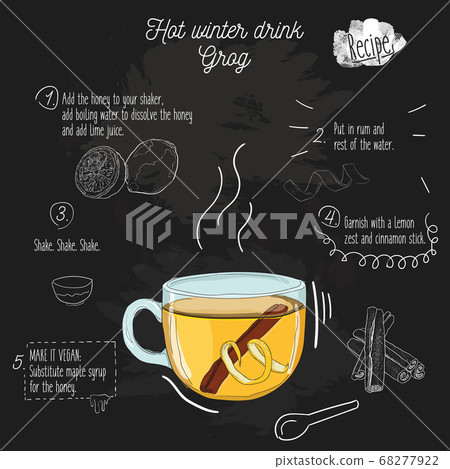 Hand Drawn Colorful Warm Winter drink Hot Grog... - Stock Illustration ...