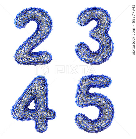 Number set 2, 3, 4, 5 made of blue plastic 3d... - Stock Illustration ...
