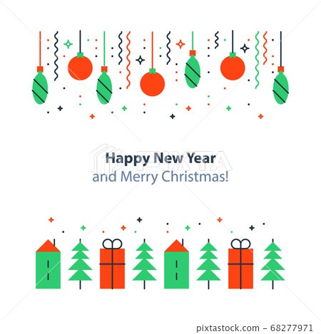 Happy new year and merry Christmas decoration - Stock Illustration ...