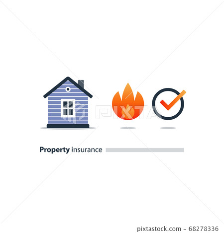 House fire insurance icon, burning home - Stock Illustration [68278336 ...
