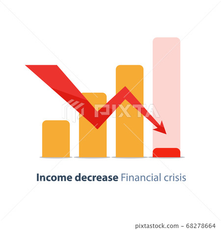 Income decrease graph, financial crisis rate - Stock Illustration ...