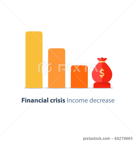 Income decrease graph, financial crisis rate - Stock Illustration ...