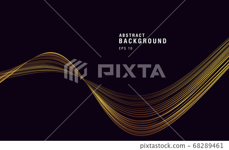 Golden lines forming fluid line in 3d space,... - Stock Illustration ...