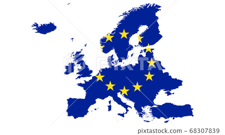 Europe map with flag on white ... - Stock Illustration [68307839] - PIXTA