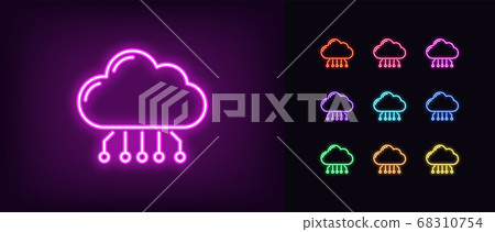 Neon cloud hosting icon. Glowing neon cloud - Stock Illustration ...