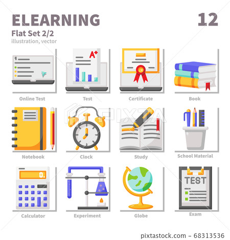 Elearning icons set, Flat, vector and... - Stock Illustration [68313536 ...