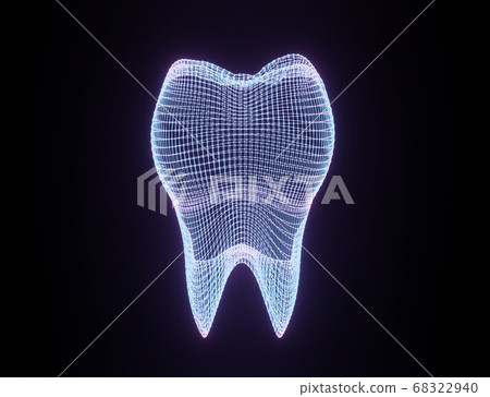 Tooth Wireframe Mesh. Neon grid molar - Stock Illustration [68322940 ...