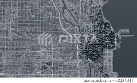 Chicago city map. 3d map of Chicago city. - Stock Illustration ...