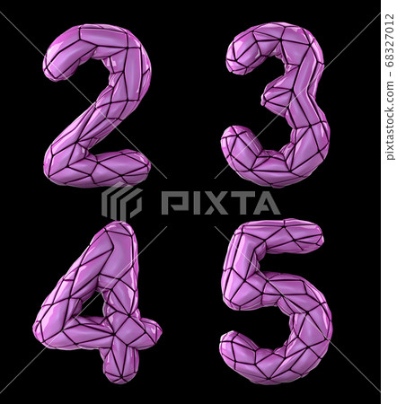 Number set 2, 3, 4, 5 made of pink color plastic. - Stock Illustration ...