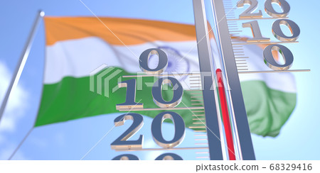 Thermometer shows 0 zero air temperature near... - Stock Illustration ...