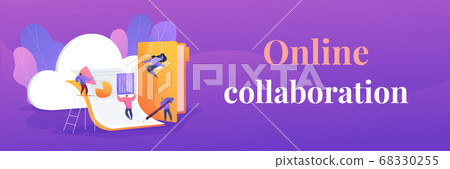 Cloud collaboration web banner concept. - Stock Illustration [68330255 ...