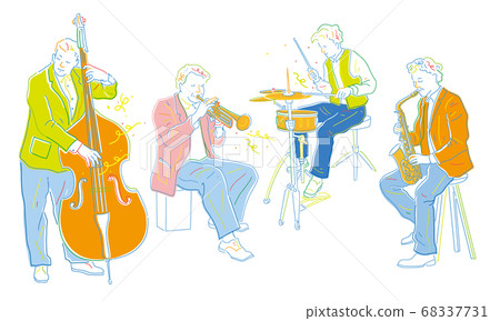 Characters playing musical instruments, music... - Stock Illustration ...