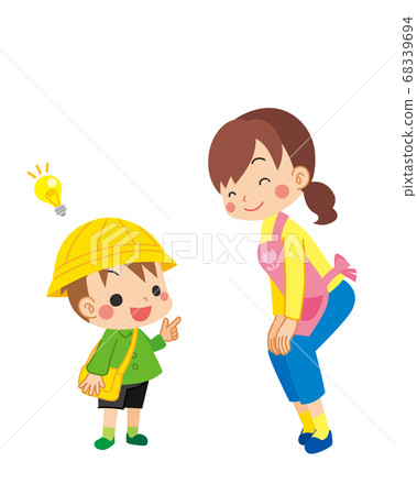 A kindergarten boy understanding and a smiling... - Stock Illustration ...
