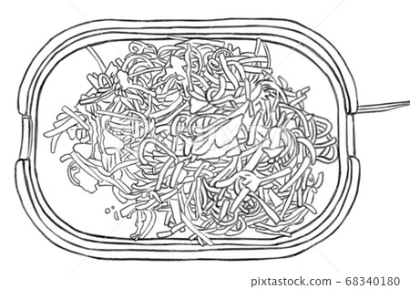 Hot plate, yakisoba, line drawing - Stock Illustration [68340180] - PIXTA