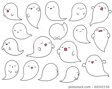 White ghost set material in various poses - Stock Illustration ...