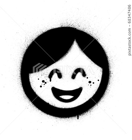 graffiti laughing female icon sprayed in black - Stock Illustration ...