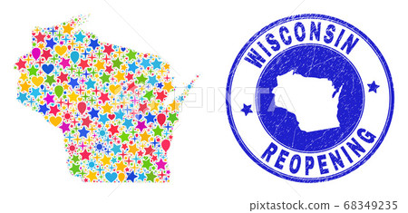 Reopening Wisconsin State Map Mosaic and... - Stock Illustration ...