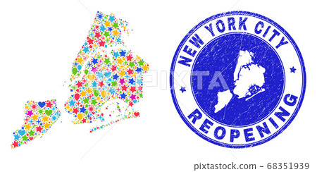 Reopening New York City Map Collage and... - Stock Illustration ...