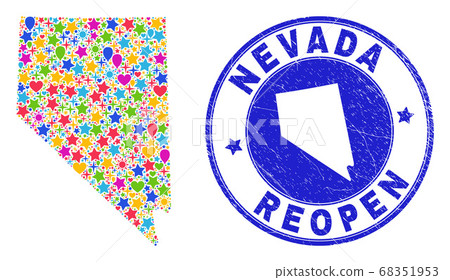 Reopening Nevada State Map Collage and Textured... - Stock Illustration ...