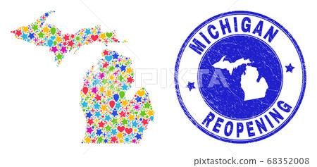 Reopening Michigan State Map Mosaic and...-插圖素材 [68352008] - PIXTA圖庫
