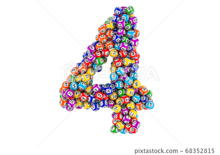 Number 4, from colored lottery balls, 3D rendering - Stock Illustration ...