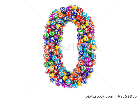 Number 0, from colored lottery balls, 3D rendering - Stock Illustration ...
